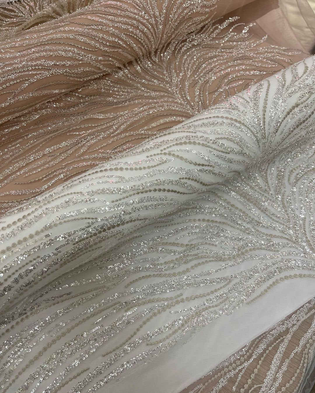 Glitter Fabric by Yard Ivory Glued Glitter Lace Bridal Dress Fabric ...