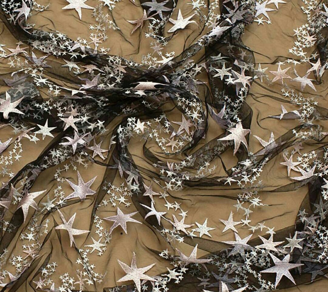 Black Tulle With Stars Tulle Fabric Tulle With Stars Tutu | Etsy