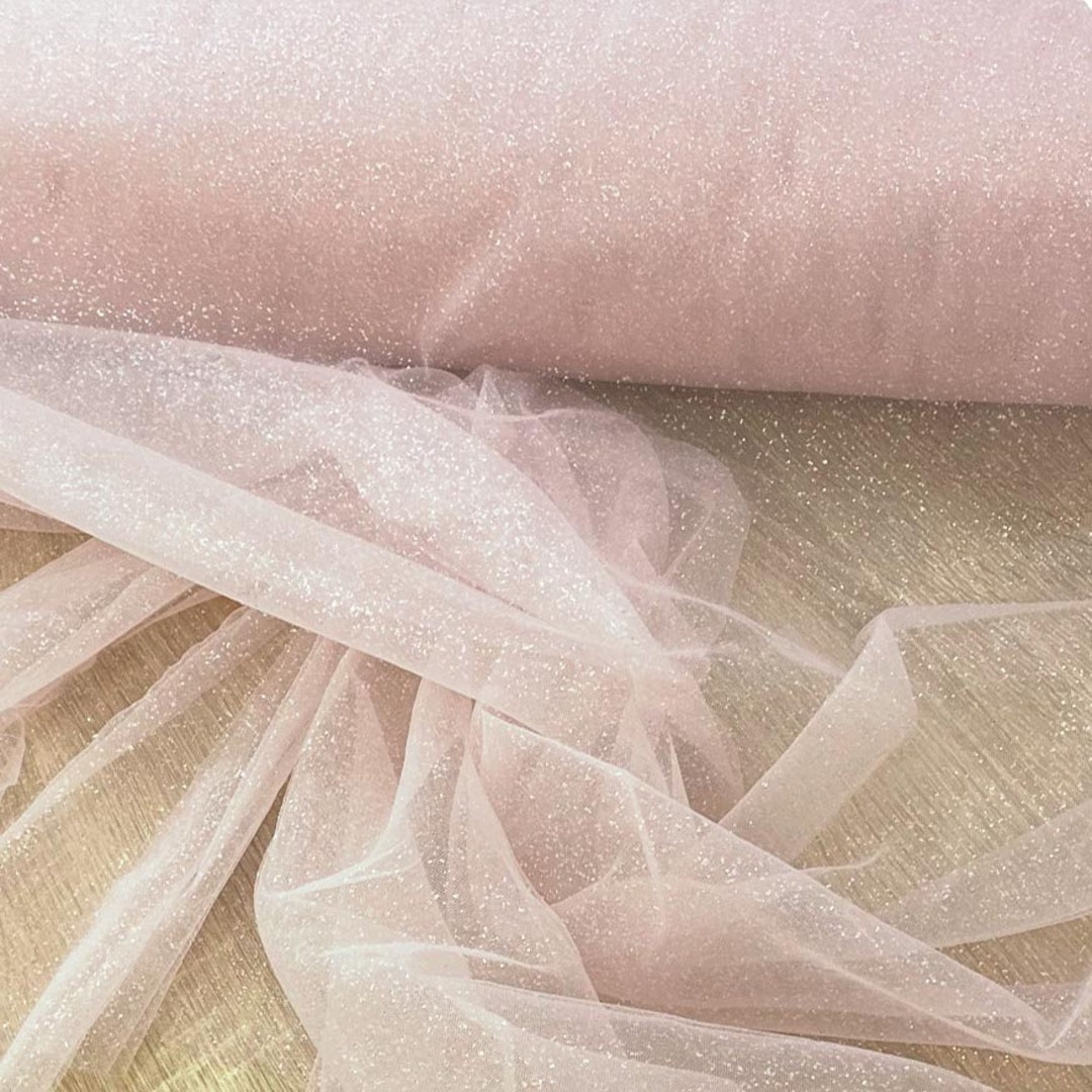 Blush Wedding Glitter Tulle by the Yard Blush Glued Glitter Tulle ...