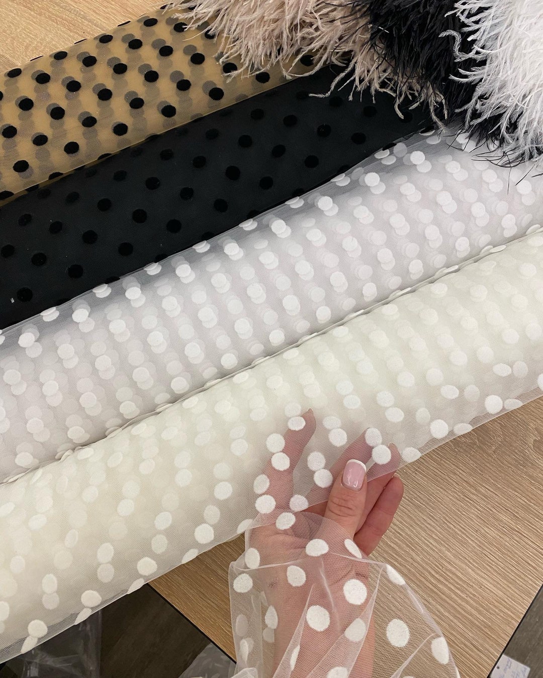 Polka Dot Tulle Fabric Black Tulle Fabric Ivory Tulle Black Tulle ...