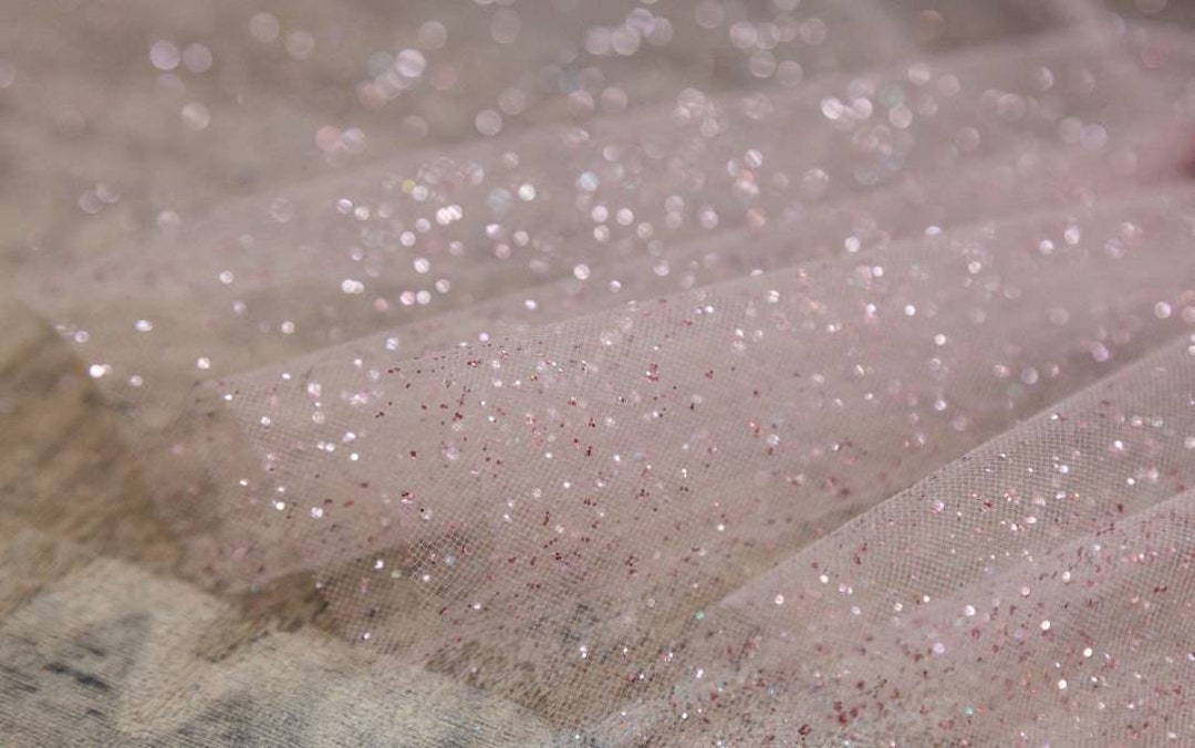 Blush Wedding Glitter Tulle by the Yard Blush Glued Glitter Tulle ...