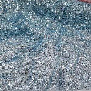 Blue Glitter Sand Lace Fabric by Yard, Shiny Shimmer Tulle, Glued ...
