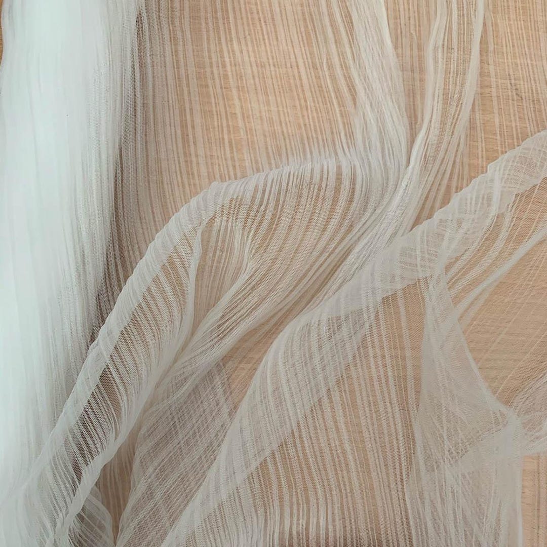 White Wedding Pleated Tulle Fabric Pleated Tulle Mesh Fabric Ivory ...