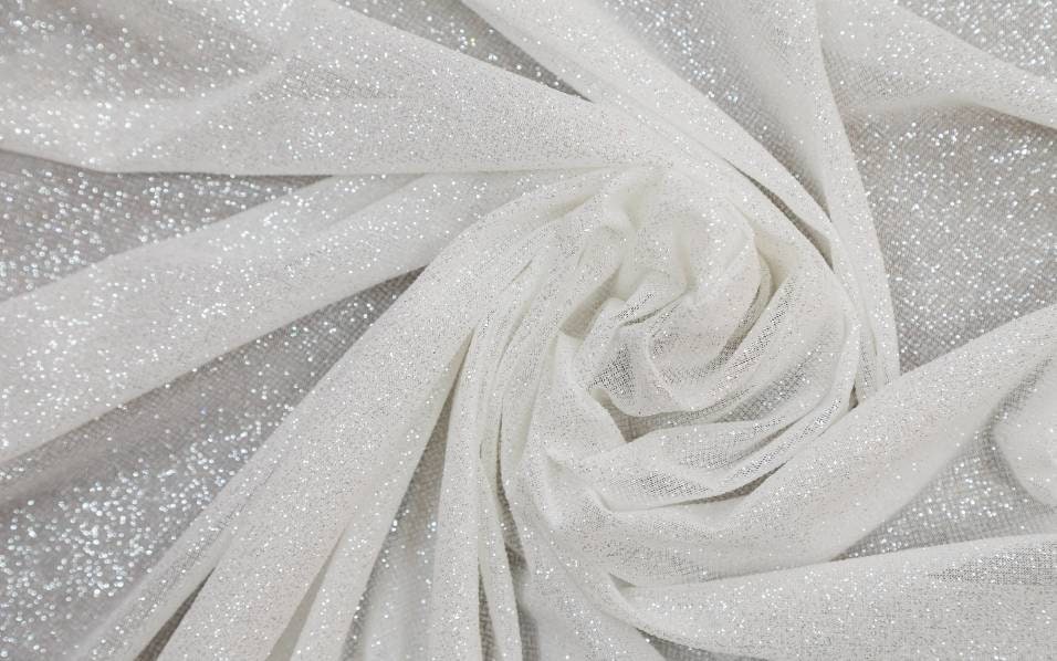 Blush Glitter Fabric by the Yard Shining Ivory Glued Glitter Lace ...