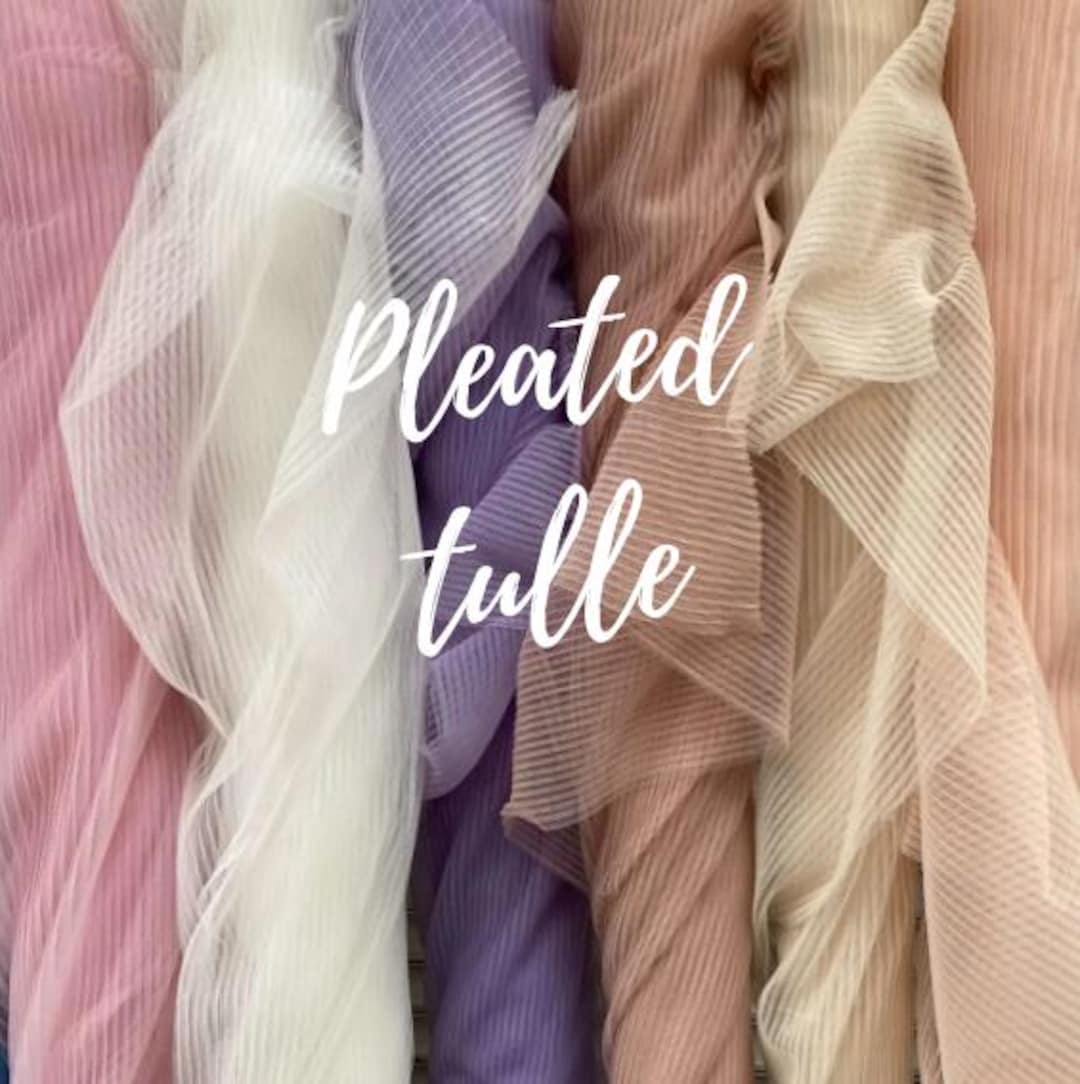 Wedding Pleated Tulle Fabric Pleated Tulle Mesh Fabric Ivory Pleated ...