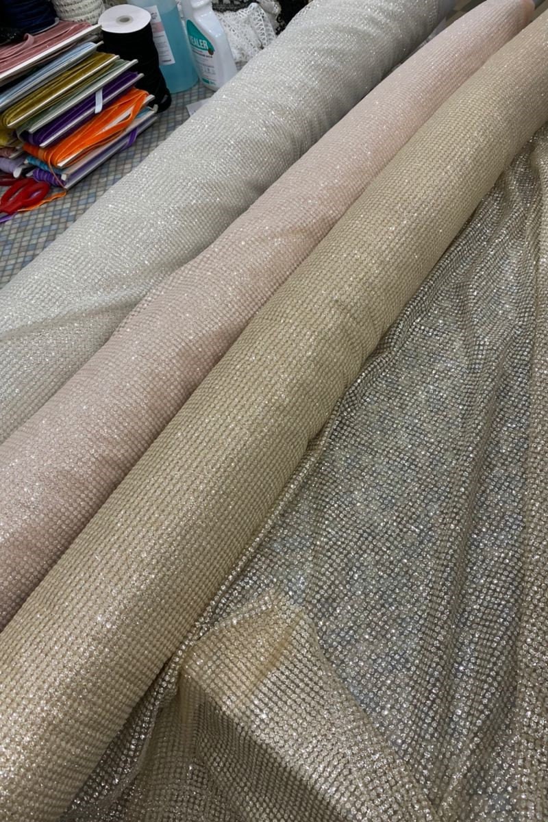 Ivory Glitter Fabric With Dots by Yard Glued Glitter Lace Fabric Ivory ...
