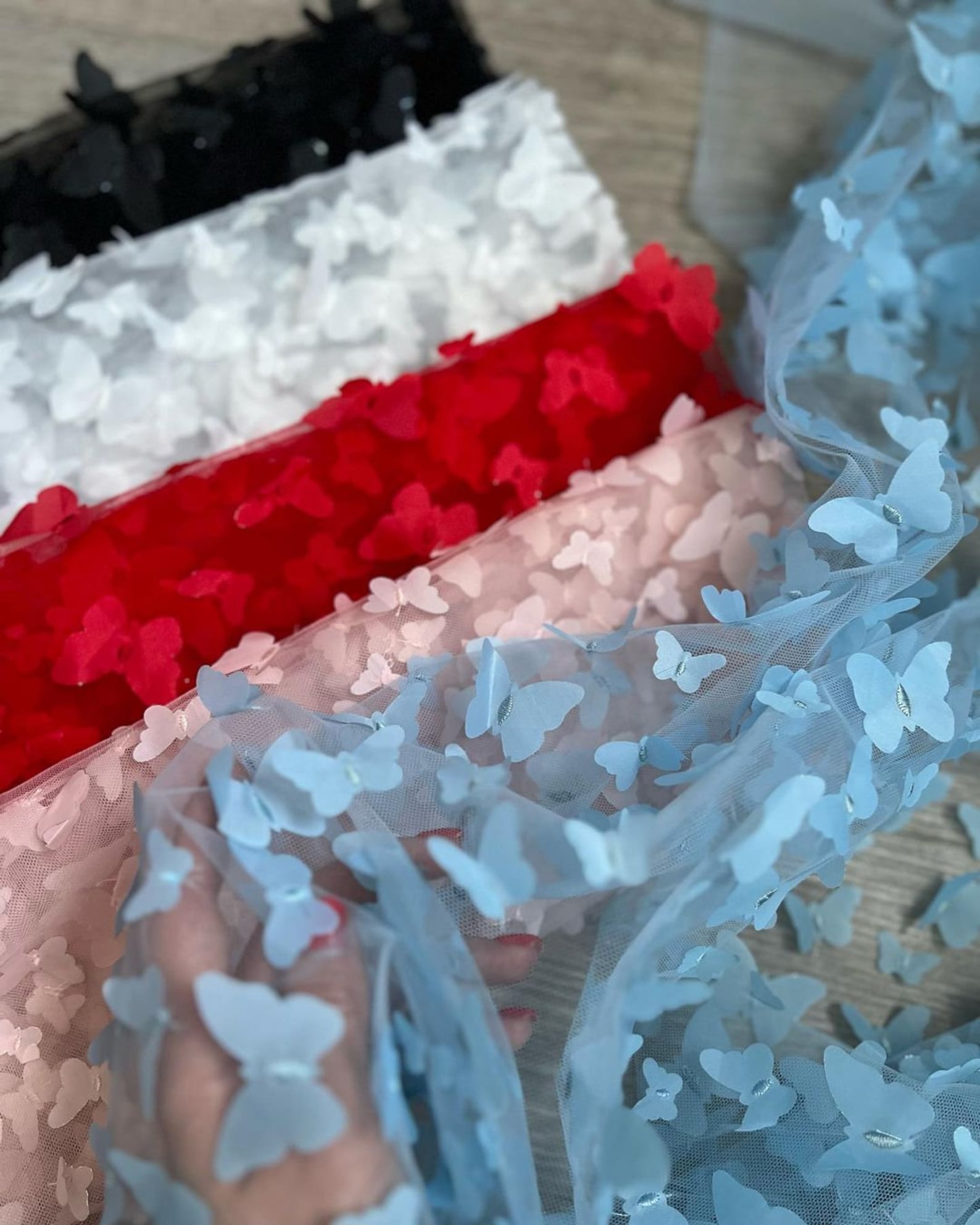 Blue Butterfly Tulle Fabric With Butterfly Design Fabric for Crafts ...