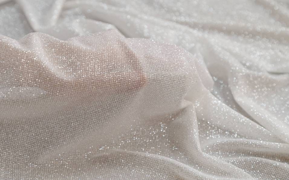 Blush Glitter Fabric by the Yard Shining Ivory Glued Glitter Lace ...