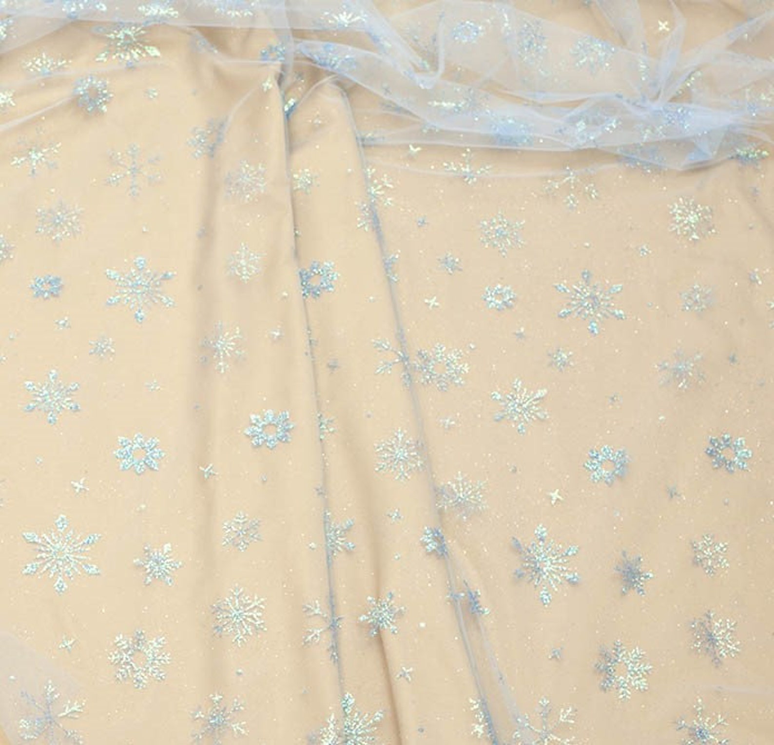 Snowflakes Tulle Fabric White Tulle Fabric Christmas Tulle - Etsy