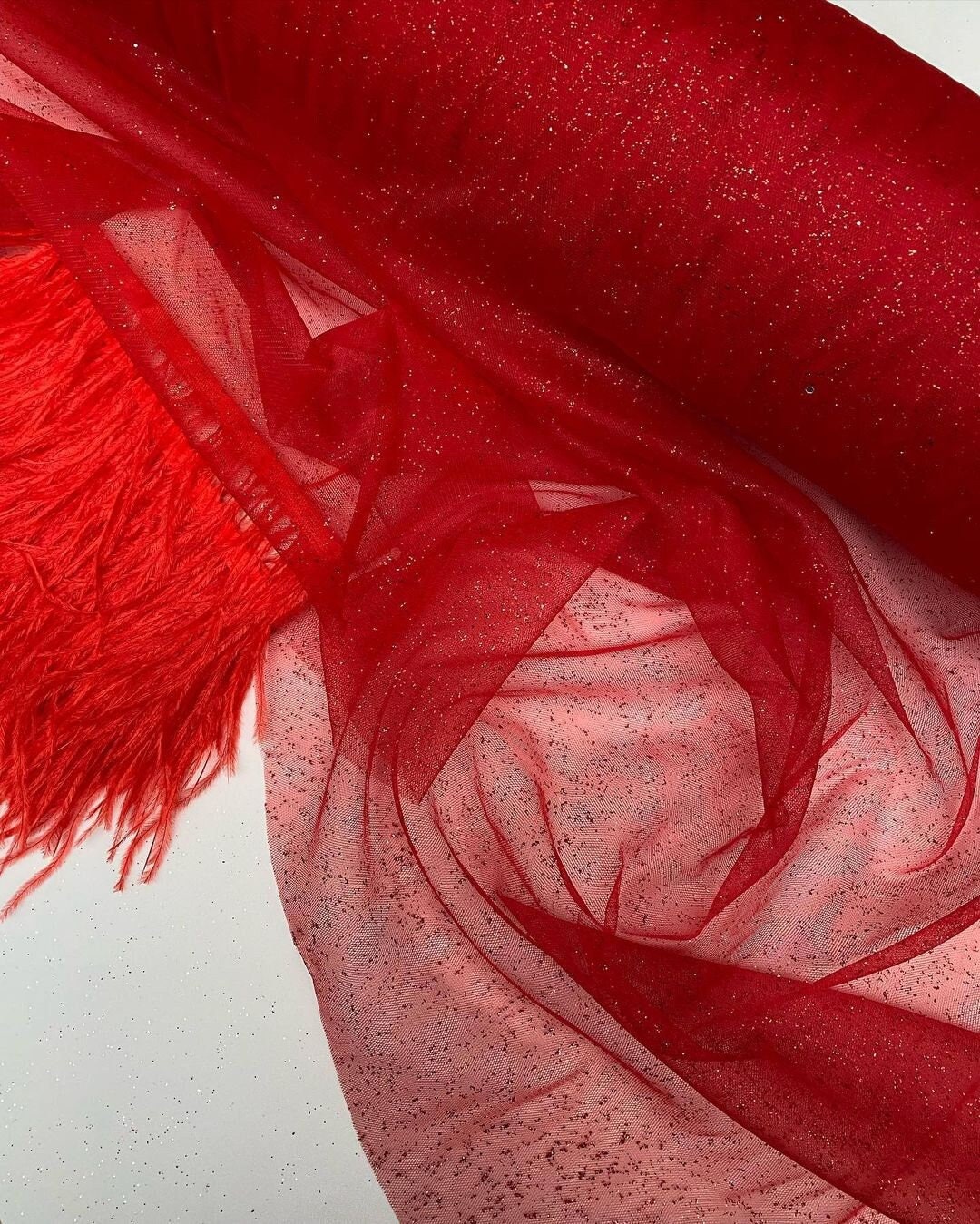 Red Glitter Tulle 3.2 Yard Width Red Glued Glitter Tulle Fabric Red ...