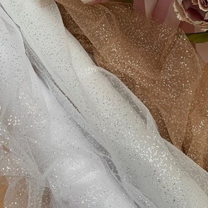 Shimmer Glitter Tulle Fabric 3.2 Yards Width, White Glitter Fabric ...