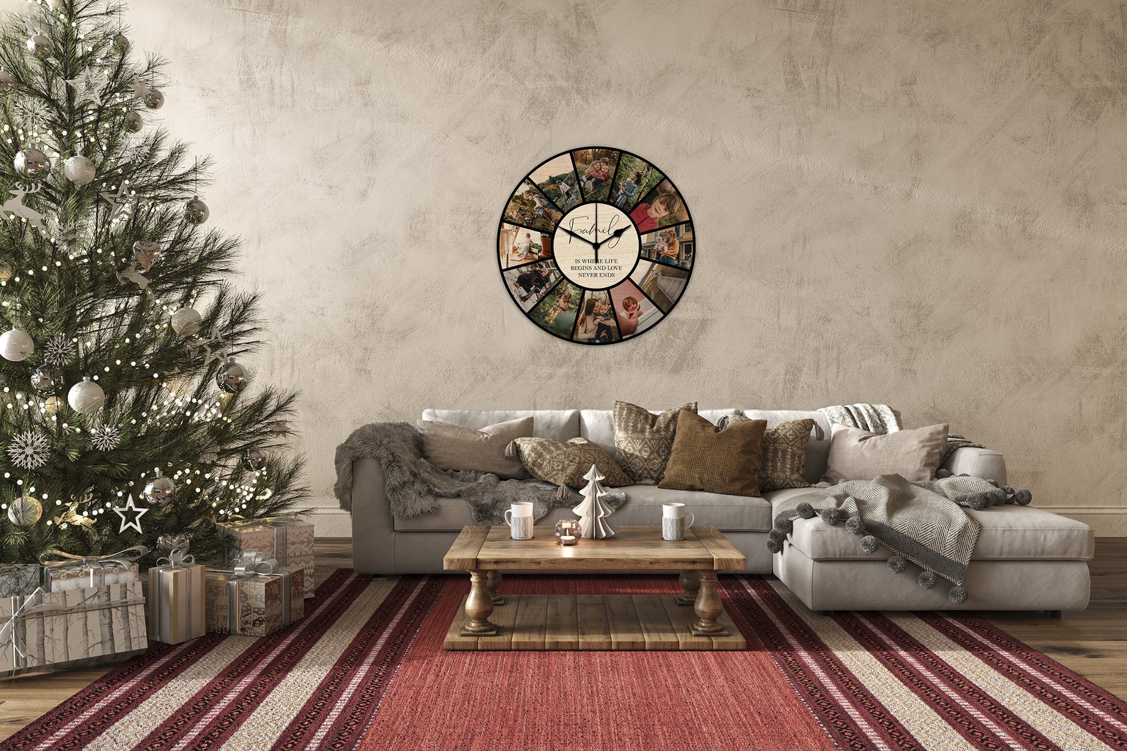 Custom Printed 12 Photo Clock Large Oversized Clock - Etsy