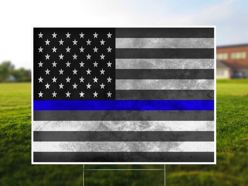 Thin Blue Line Yard Sign Weathered Flag House Marker - Etsy