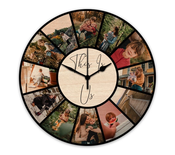 Custom Printed 12 Photo Clock Large Oversized Clock - Etsy