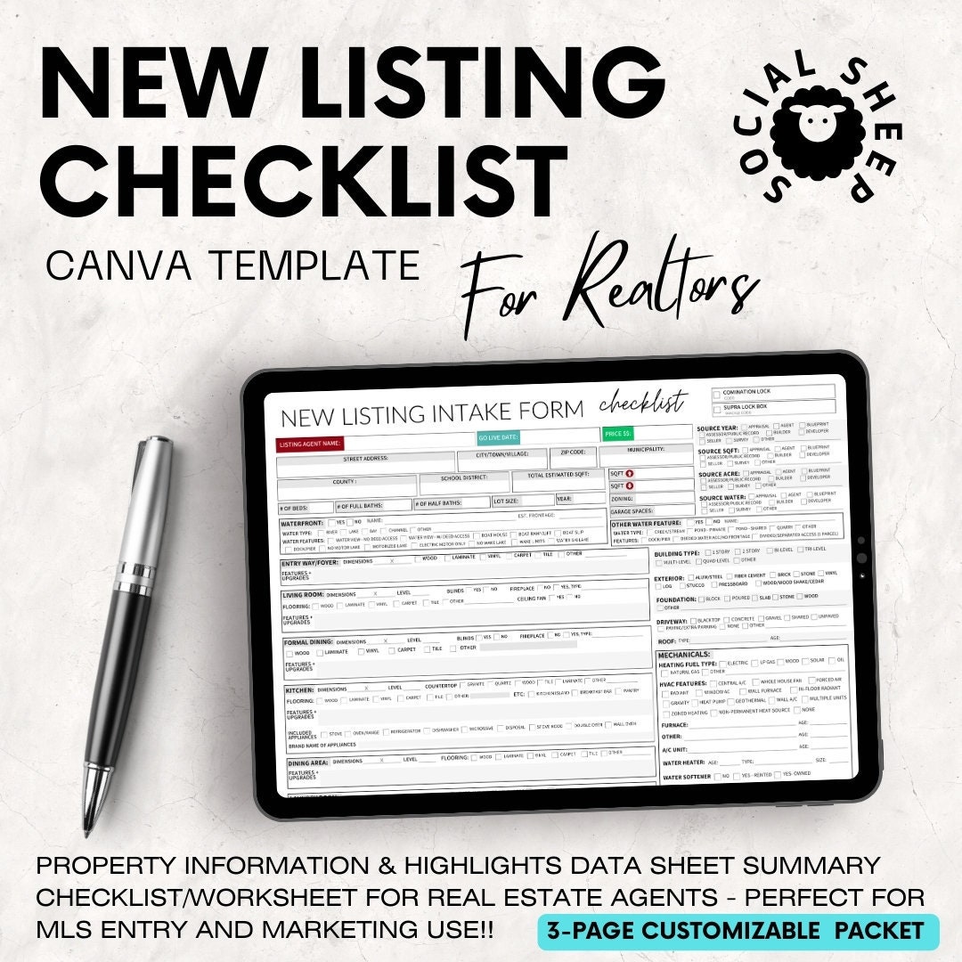 New Listing Real Estate Checklist | Home Information | Selling ...
