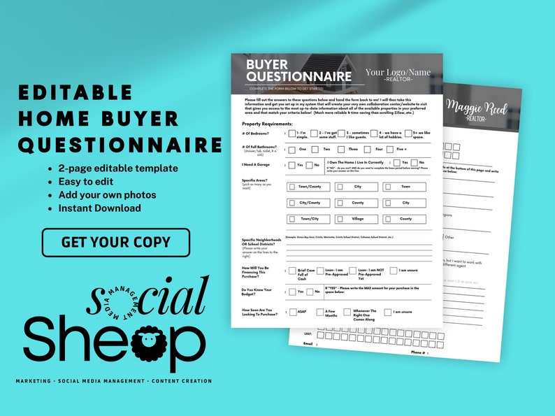 Buyer Questionnaire Real Estate Agent | Edit in Canva Template ...