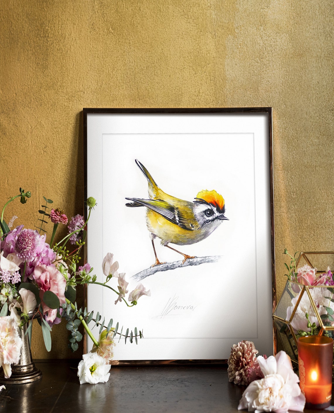 Taiwan Firecrest, Watercolor Painting Birds, ORIGINAL Watercolor, Bird ...