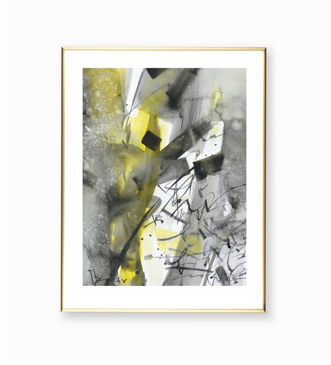 Abstract Art, Original Watercolor, Monochrome Painting, Wall Art ...