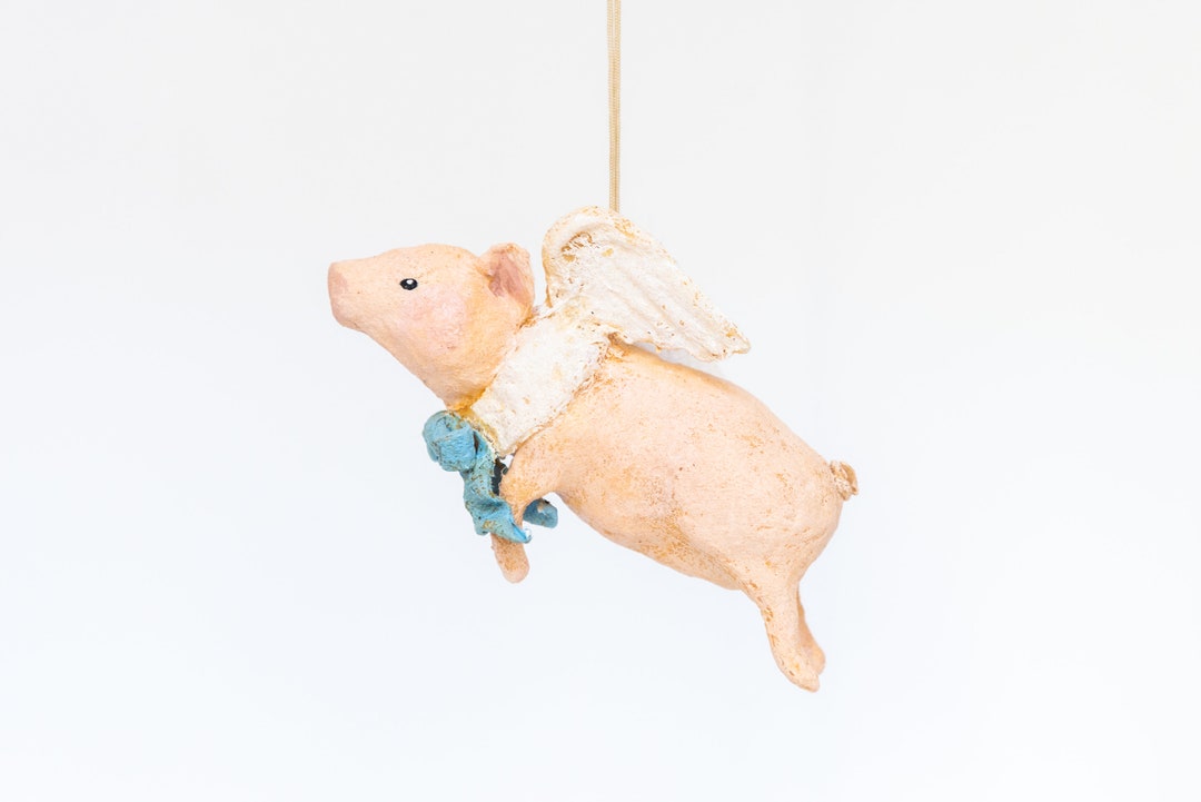 Cotton Wool Pig With Wings, Flying Pig, Farm Animal Hanging Decoration ...