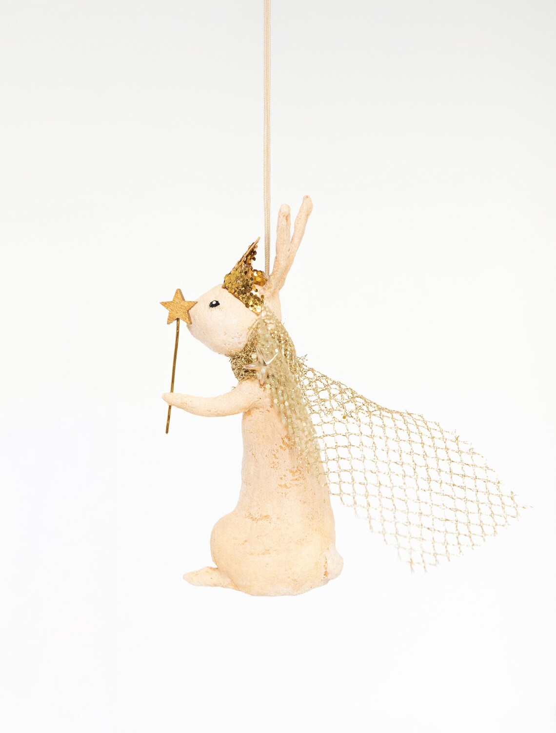 Vintage Inspired Hanging Decoration. Hare With Crown and Magic Wand in ...