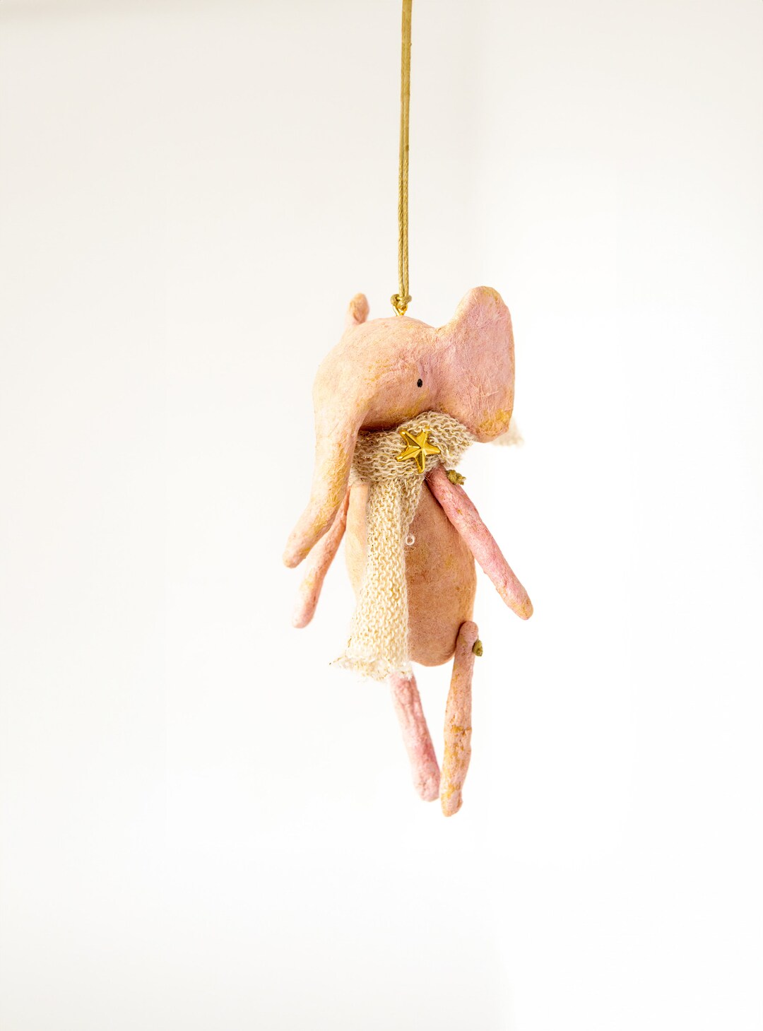 Vintage Style Pink Jointed Elephant, Hanging Elephant Decoration ...