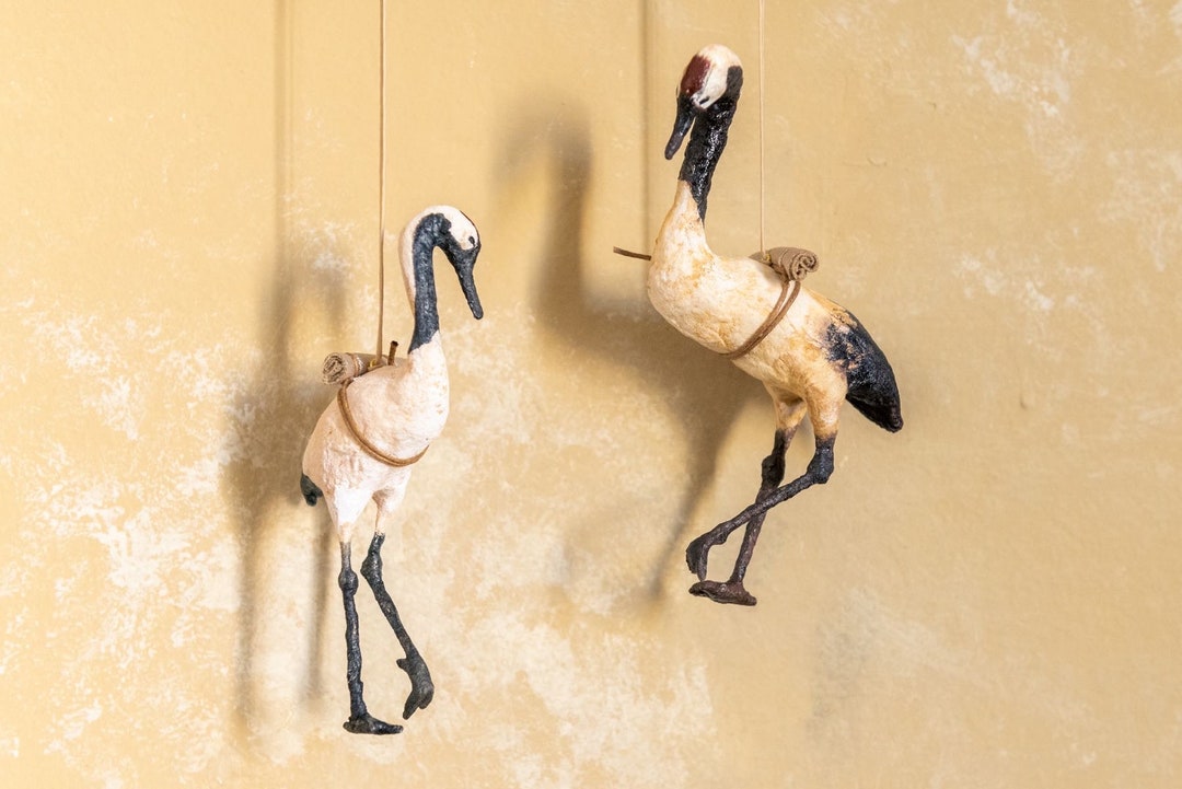 Vintage Style Spun Cotton Japanese Crane, Animal Decoration, Spun ...