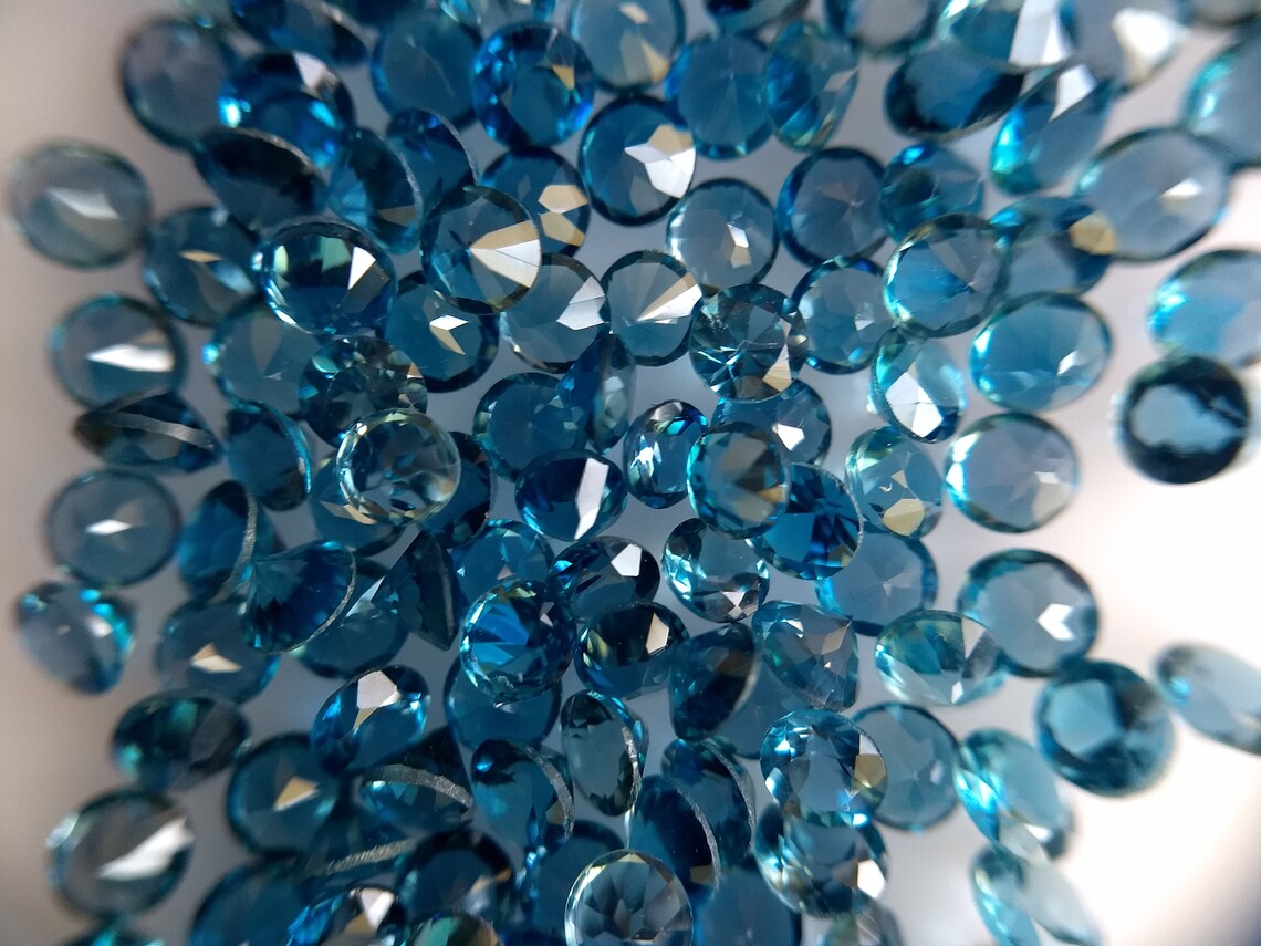 December Birth Stone London Blue Topaz 100% Natural Round - Etsy