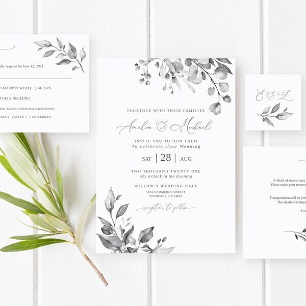 Gray Invitation - Etsy