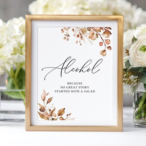 Alcohol Sign, Fall Wedding Alcohol Sign, Because No Great Story Started ...