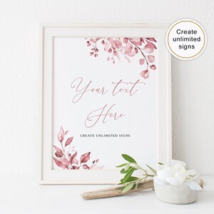 Dusty Pink Wedding Editable Sign, Edit Yourself, Custom Wedding Sign ...
