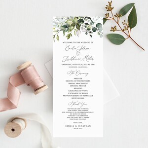 Greenery Wedding Program Template Garden Wedding Program - Etsy