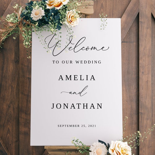 Modern Wedding Welcome Sign Template Calligraphy Welcome | Etsy