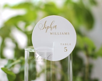 Champagne Place Cards Round Place Card Template Circle | Etsy