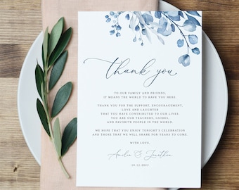 Wedding Thank You Place Card - Etsy