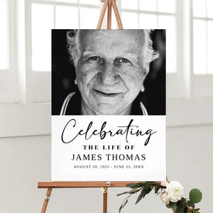Celebration of Life Sign, Funeral Welcome Sign, Editable in Loving ...