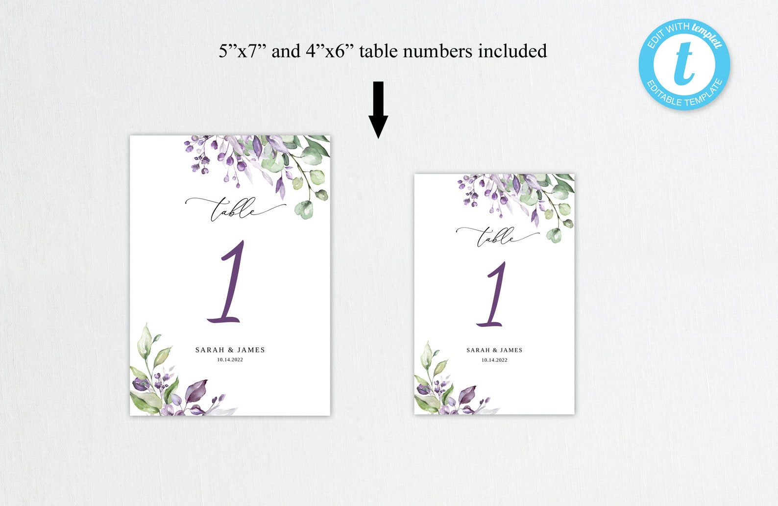 Purple and Green Wedding Table Numbers Purple Table Number - Etsy