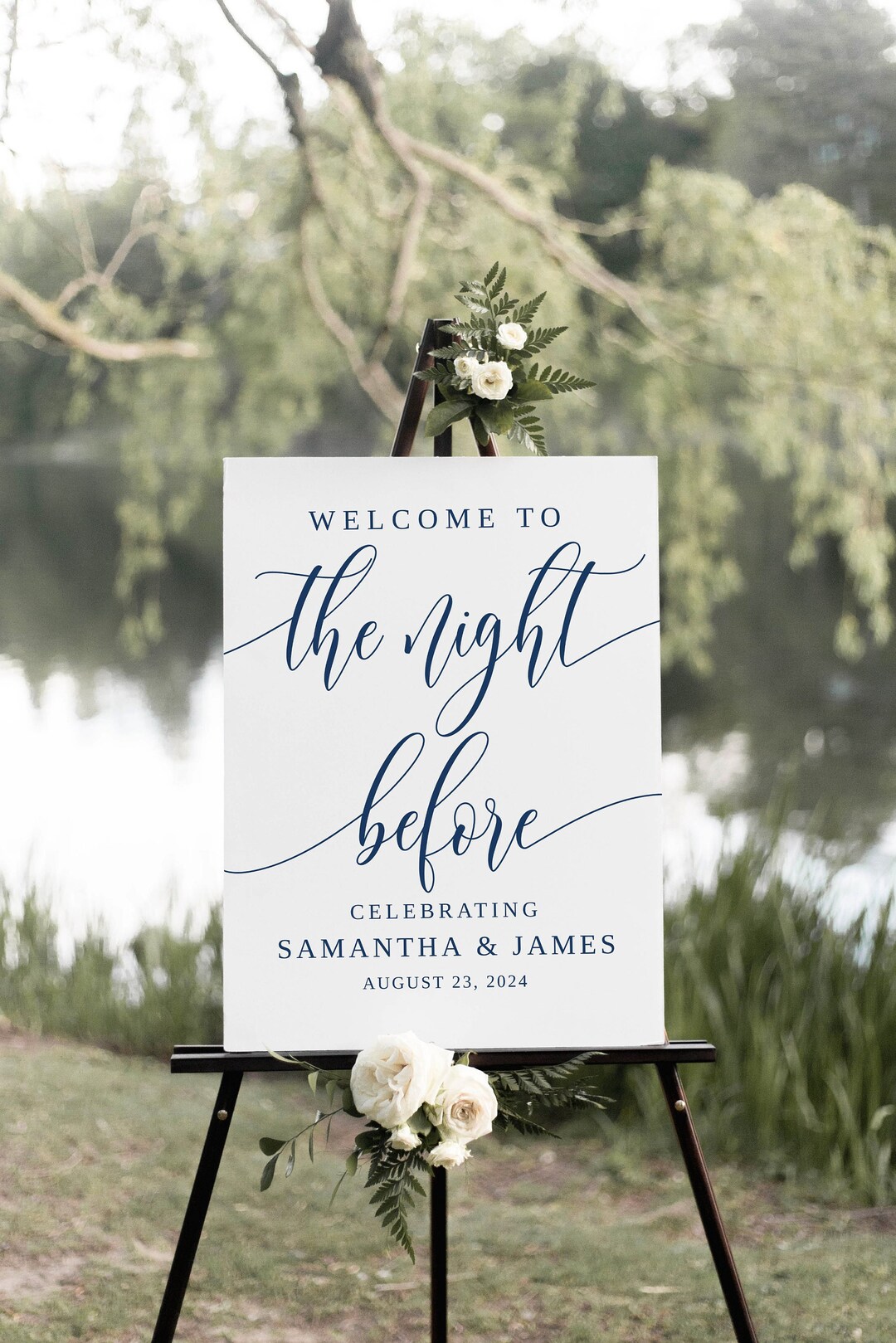 Navy the Night Before Welcome Sign Blue Rehearsal Dinner - Etsy
