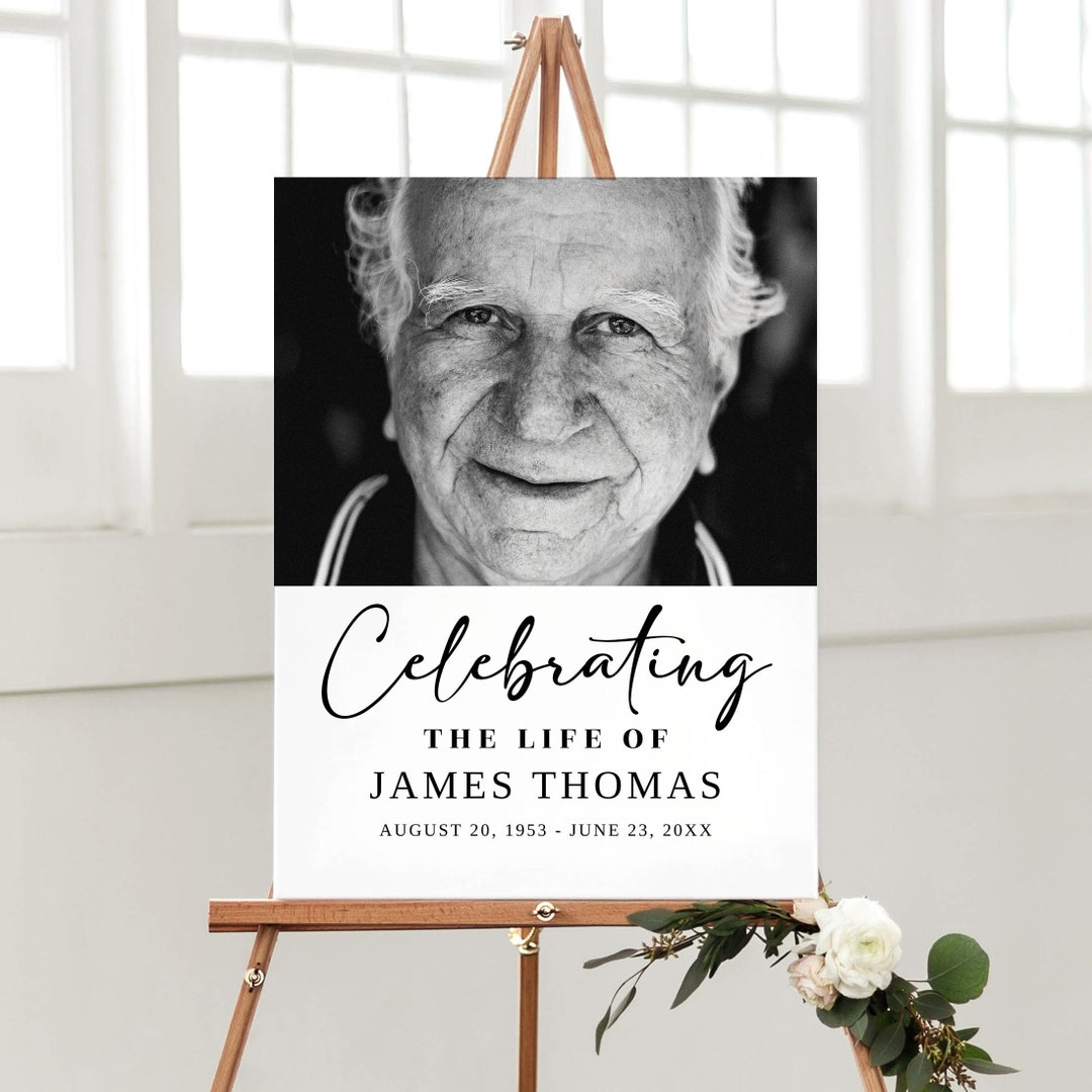 Celebration of Life Sign, Funeral Welcome Sign, Editable in Loving ...