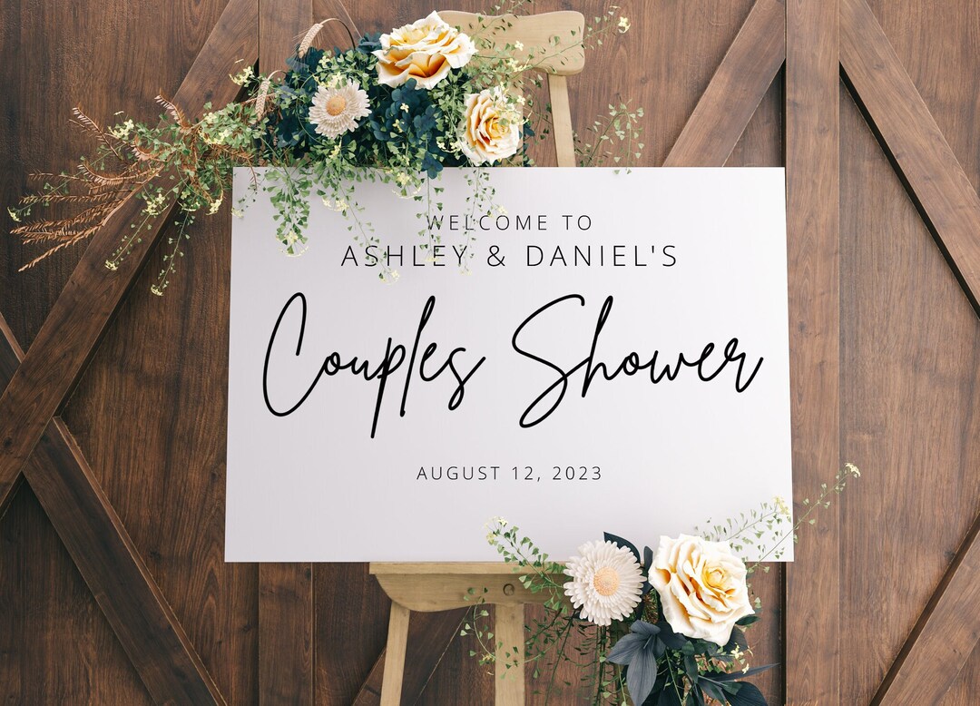 Couples Shower Welcome Sign, Script Welcome Sign Template, Modern ...