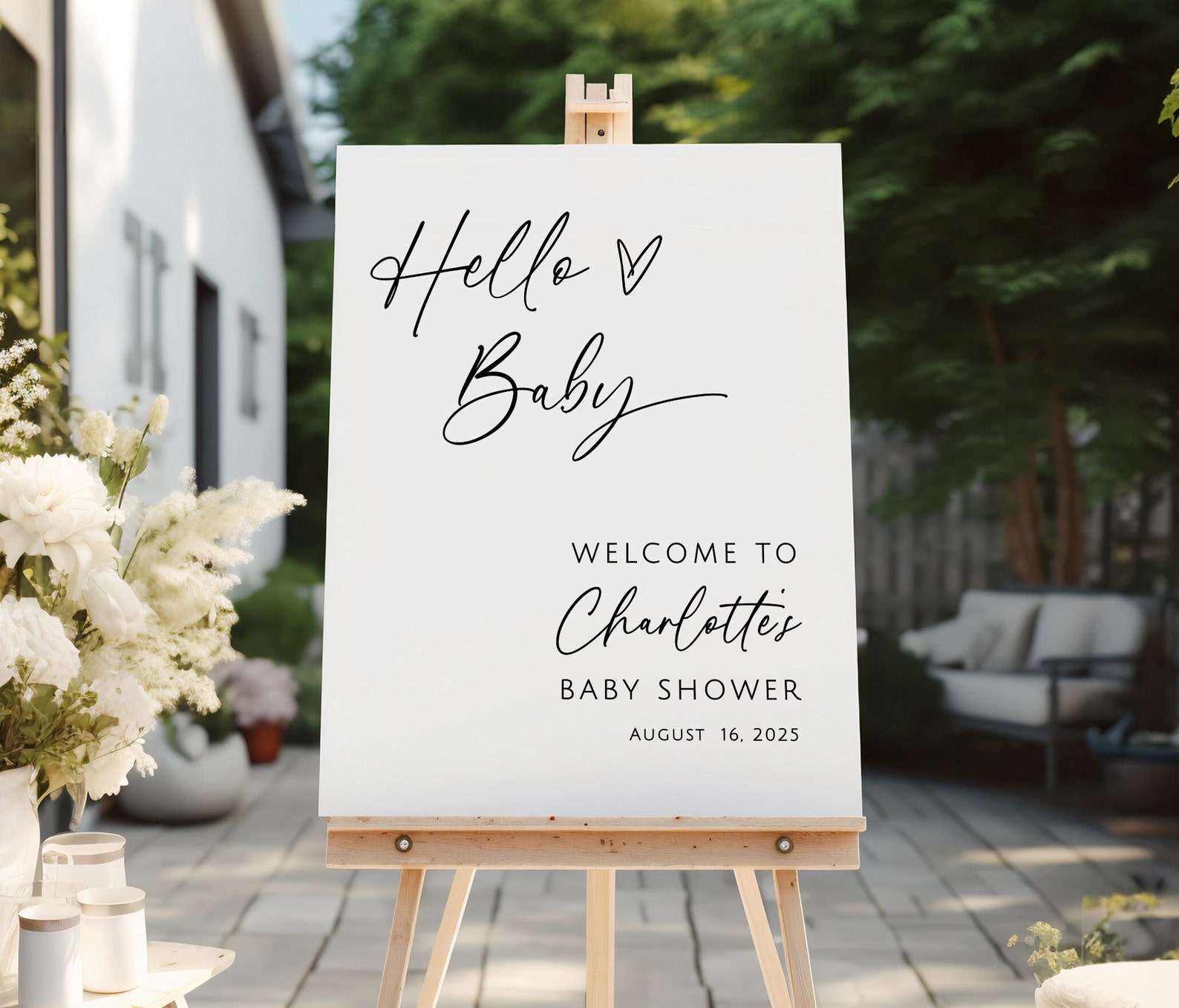 Modern Baby Shower Welcome Sign, Hello Baby Minimalist Baby Shower ...