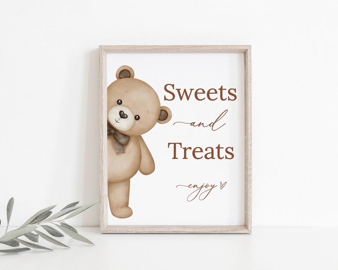 Teddy Bear Sweets and Treats Baby Shower Sign, Editable Baby Shower ...