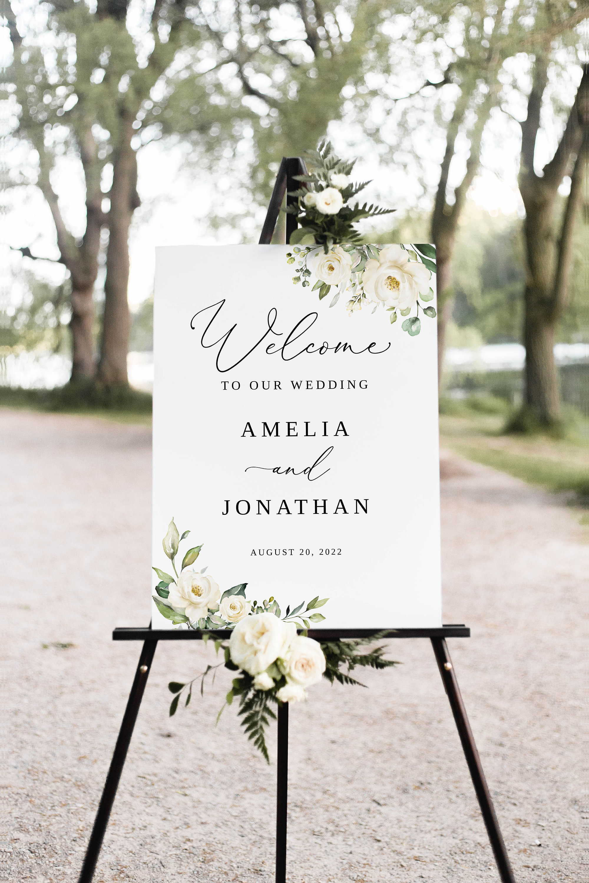 White Floral Wedding Welcome Sign Template Welcome Wedding - Etsy
