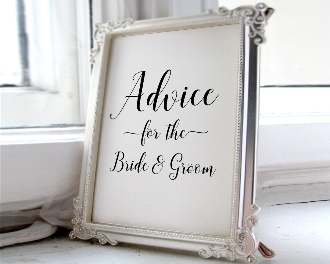 Advice for the Bride and Groom Sign, Calligraphy Wedding Advice Sign ...