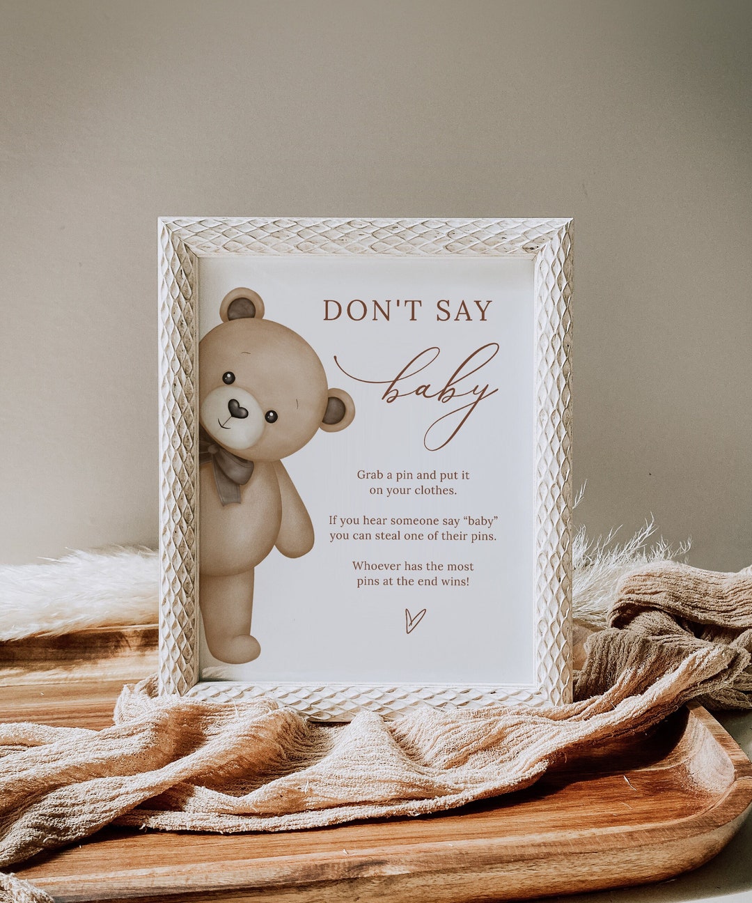 Don't Say Baby Game Template, Bear Baby Shower Games, Gender Neutral ...