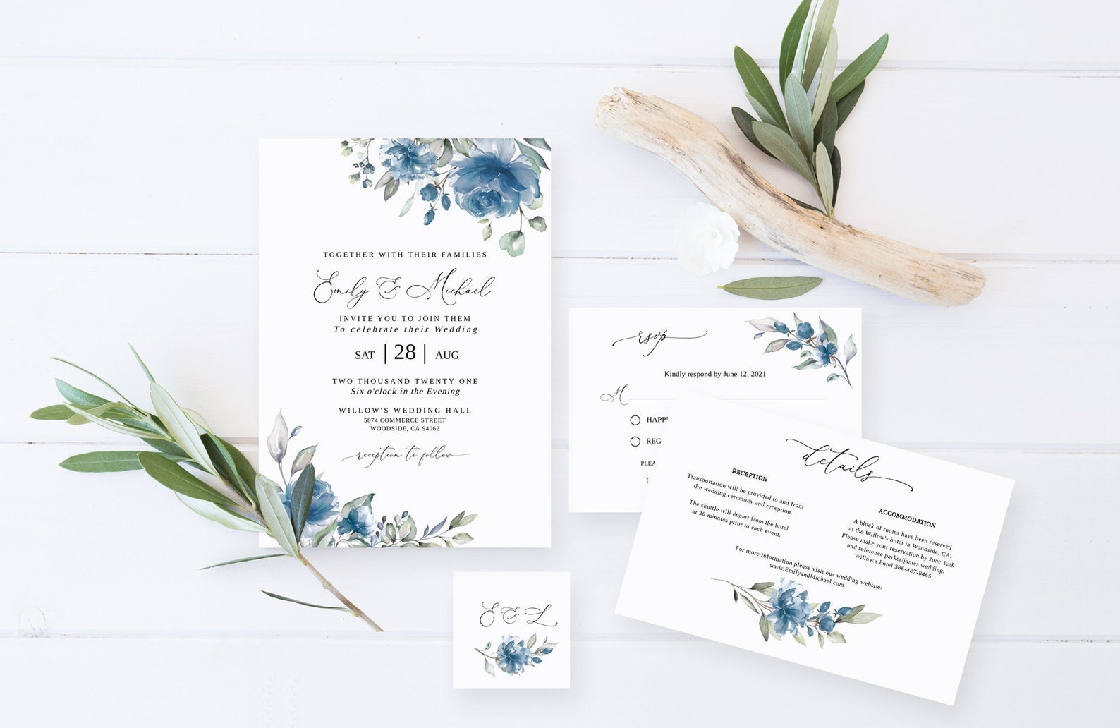 Dusty Blue Wedding Invitation Template Dusty Blue Invitation - Etsy