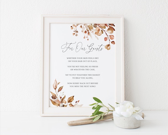 Fall Wedding Bathroom Sign Wedding Bathroom Basket Sign Fall | Etsy