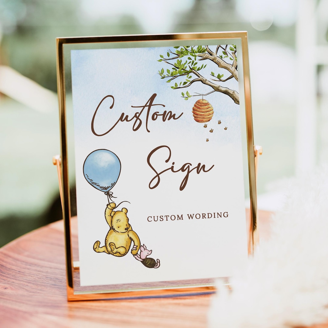 Editable Winnie the Pooh Baby Shower Sign, Edit Yourself, Custom Sign ...