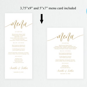 Gold Wedding Menu Template, Script Wedding Menu, Wedding Menu Printable ...
