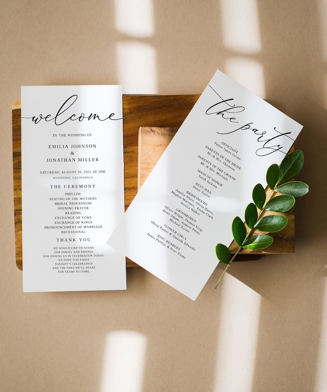 Modern Wedding Program Template, Elegant Wedding Program, Program ...