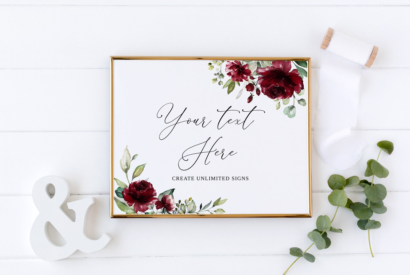 Burgundy Wedding Sign Edit Yourself Custom Wedding Sign | Etsy